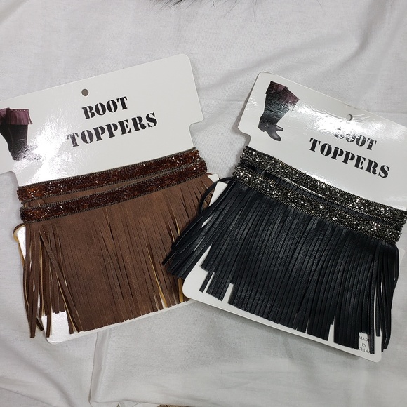 Accessories | Faux Leather Fringe Western Boot Toppers Nwt | Poshmark